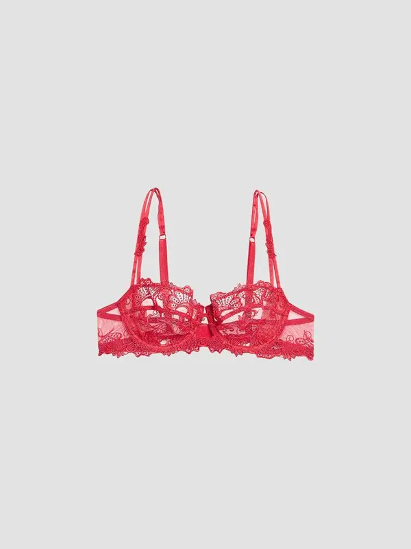 Lise Charmel Dressing Sheer Floral Demi Bra - Red