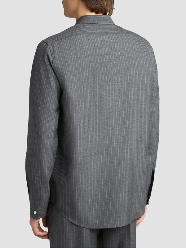 JIL SANDER Pinstripe Check Wool Button-front Shirt
