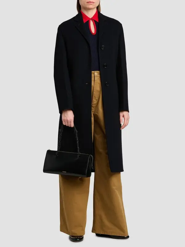 JIL SANDER Tangle Tent Leather Shoulder Bag - Black