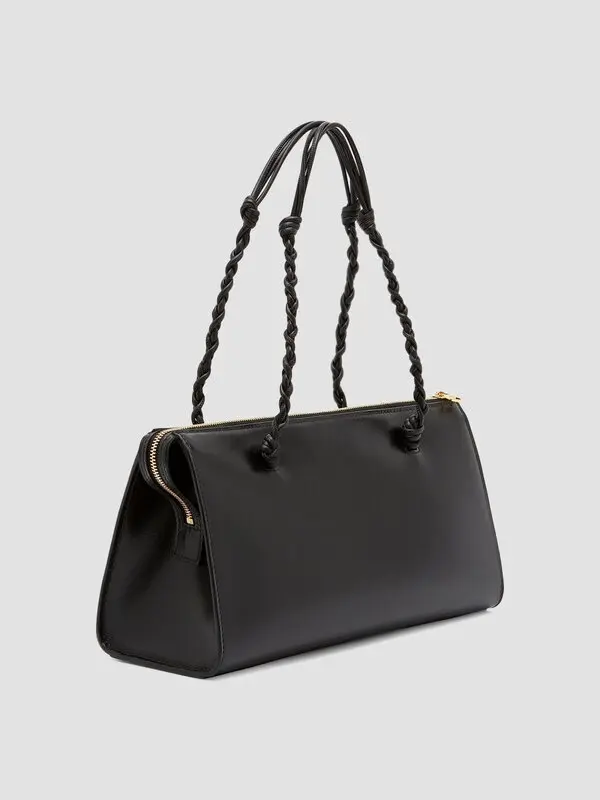 JIL SANDER Tangle Tent Leather Shoulder Bag - Black