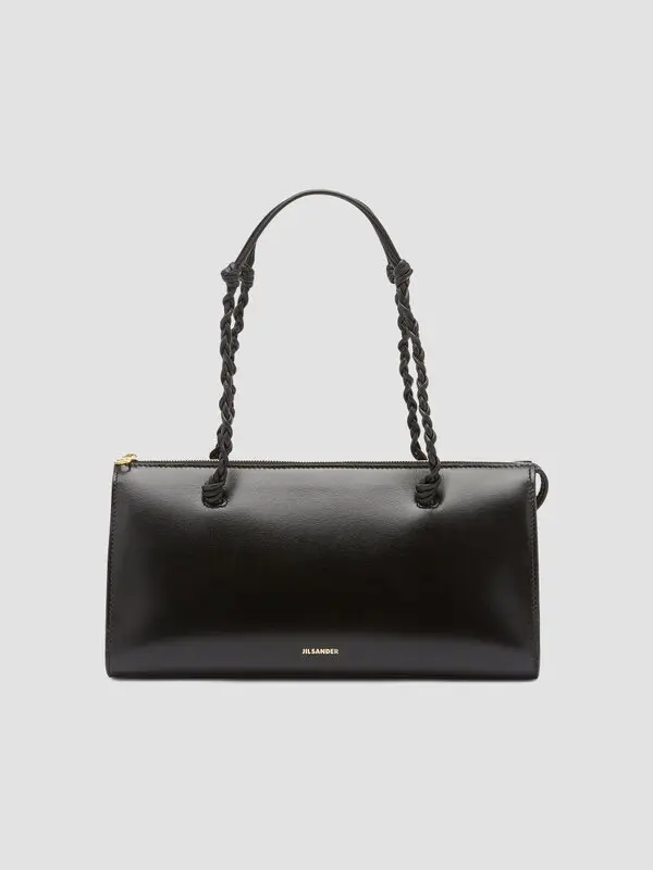 JIL SANDER Tangle Tent Leather Shoulder Bag - Black