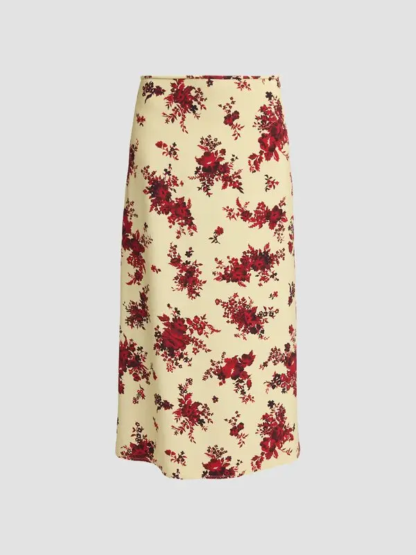 JIL SANDER Floral Enverse Satin Midi Skirt