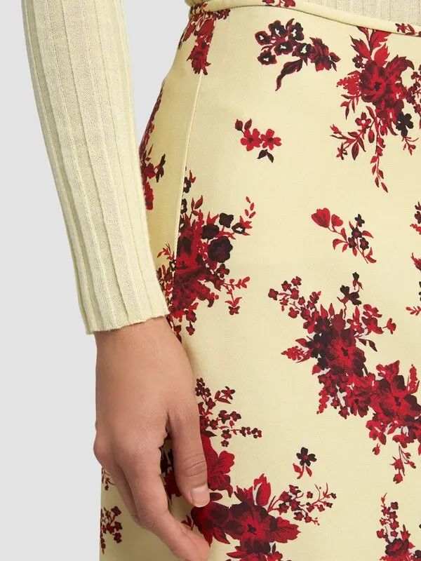 JIL SANDER Floral Enverse Satin Midi Skirt