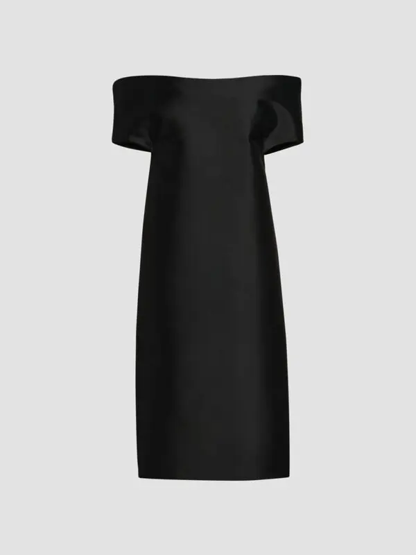 JIL SANDER Off-the-shoulder Silk-wool Midi Dress