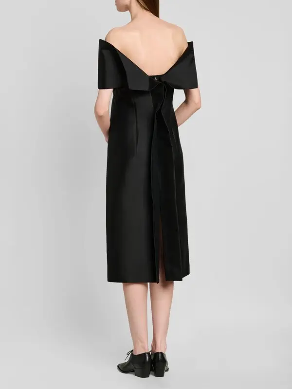 JIL SANDER Off-the-shoulder Silk-wool Midi Dress