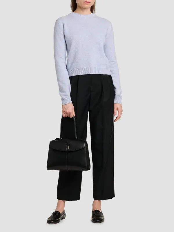 JIL SANDER Wool-mohair Canvas Pleated Trousers