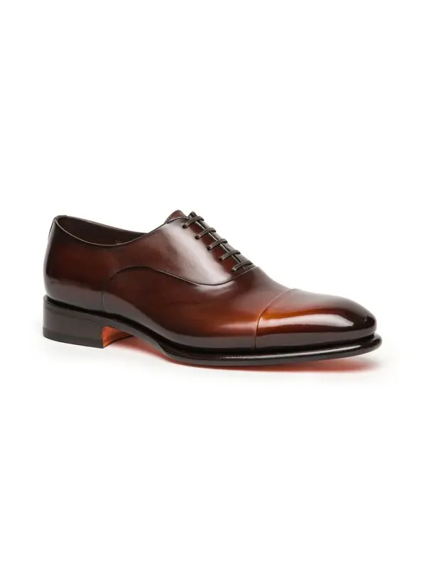 Santoni Carter Cap-toe Leather Oxfords