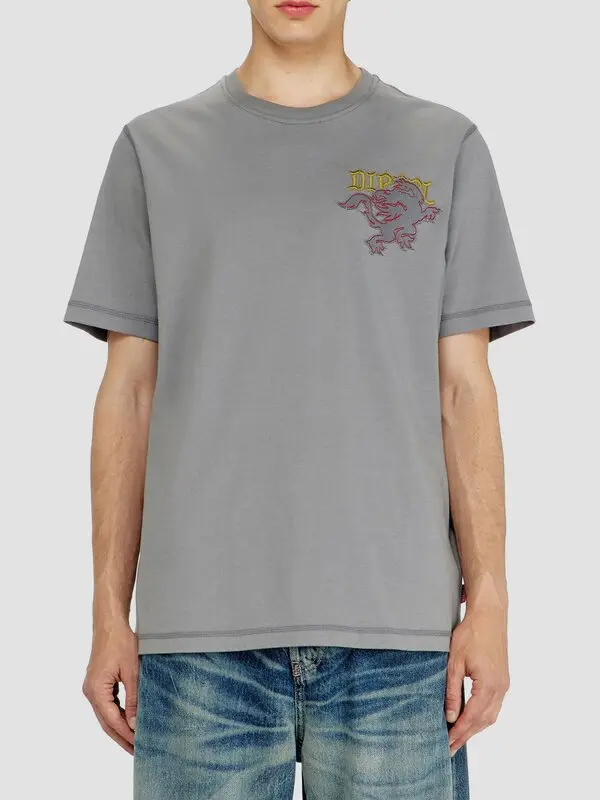 DIESEL® Logo-embroidered Cotton Jersey T-shirt