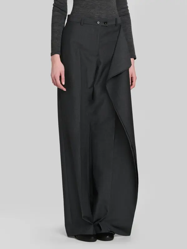 JIL SANDER Asymmetric Ruffle Wool-mohair Trousers