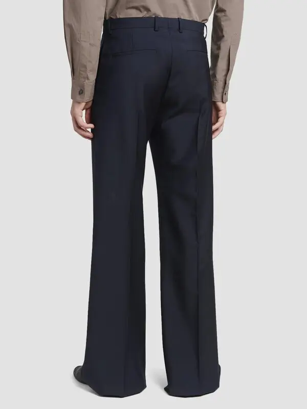JIL SANDER Virgin Wool-mohair Pintucked Trousers - Dark Blue