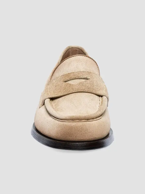 Santoni Airglow Suede Penny Loafers - Beige