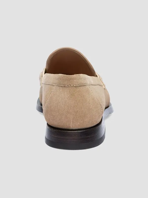 Santoni Airglow Suede Penny Loafers - Beige