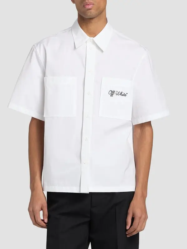 Off-White Script Summer Poplin Button-front Shirt