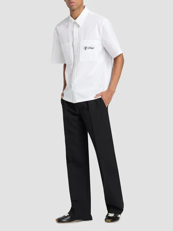 Off-White Script Summer Poplin Button-front Shirt