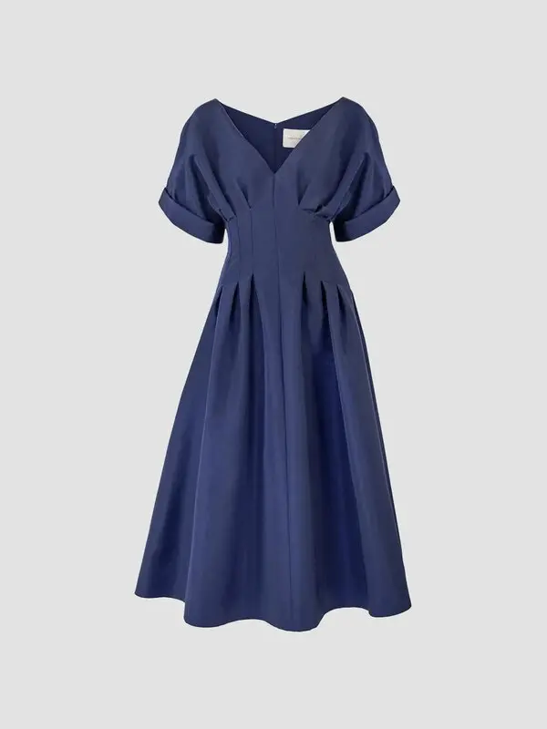 Carolina Herrera Corset Silk V-neck Cocktail Dress