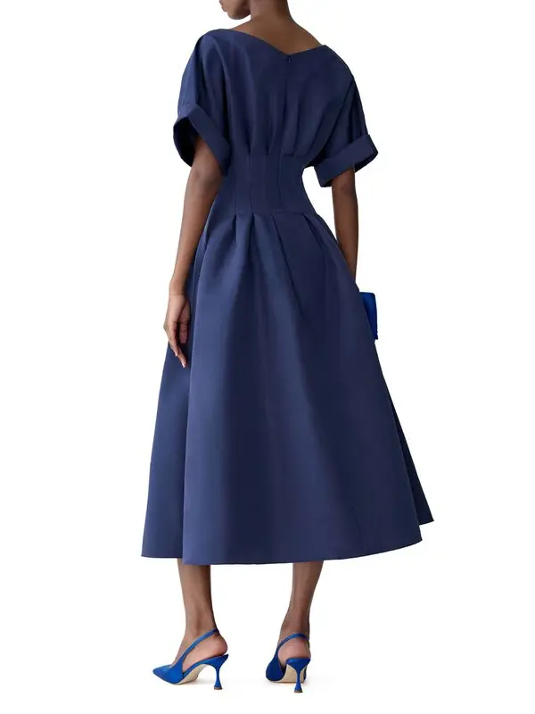 Carolina Herrera Corset Silk V-neck Cocktail Dress