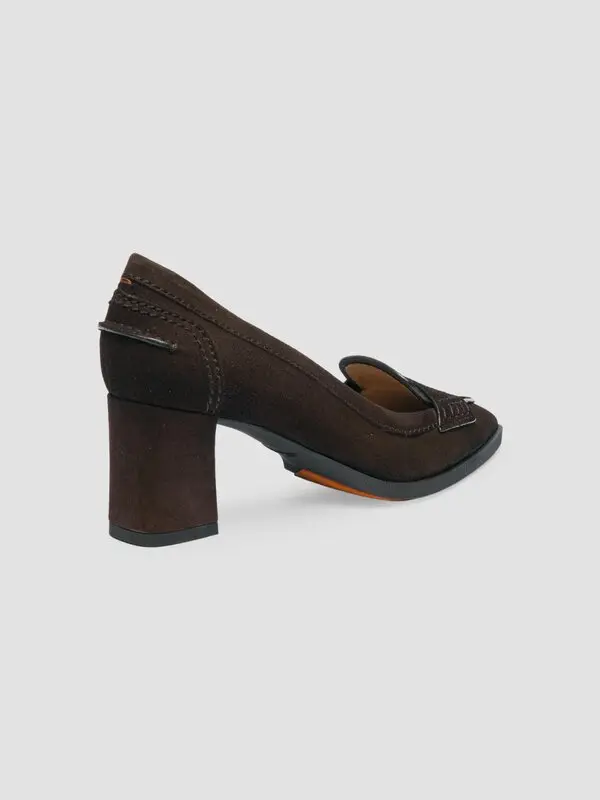 Santoni 50mm Suede Loafer Heels