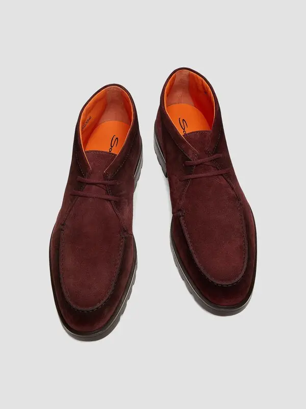 Santoni Rock Suede Chukka Boots - Burgundy