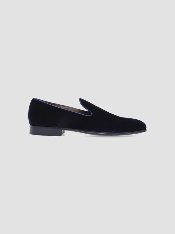 GIANVITO ROSSI Satin Velvet Loafers - Denim
