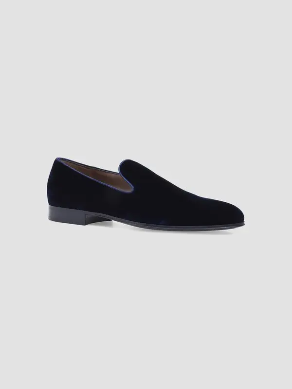 GIANVITO ROSSI Satin Velvet Loafers - Denim