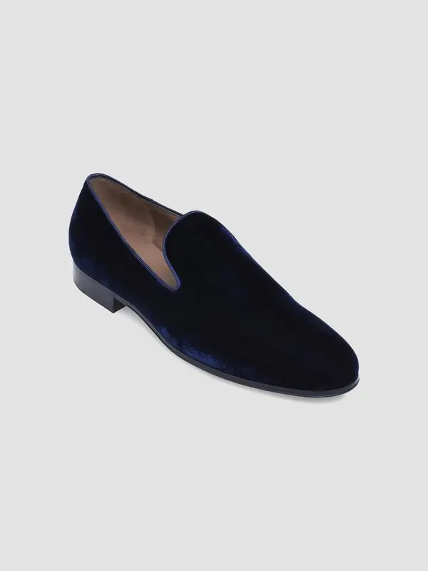 GIANVITO ROSSI Satin Velvet Loafers - Denim