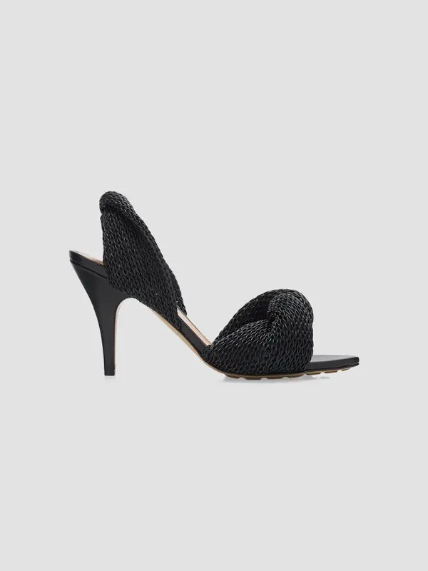 Bottega Veneta Grace 90mm Leather Slingback Sandals - Black