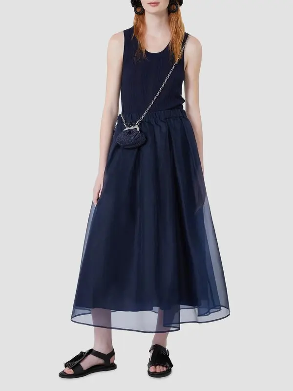 Max Mara Pleated Silk Organza Skirt
