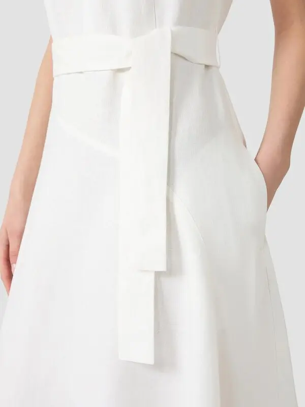 Max Mara Linen Canvas Midi Dress - White