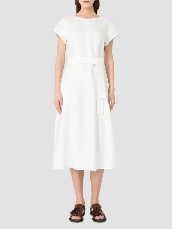 Max Mara Linen Canvas Midi Dress - White