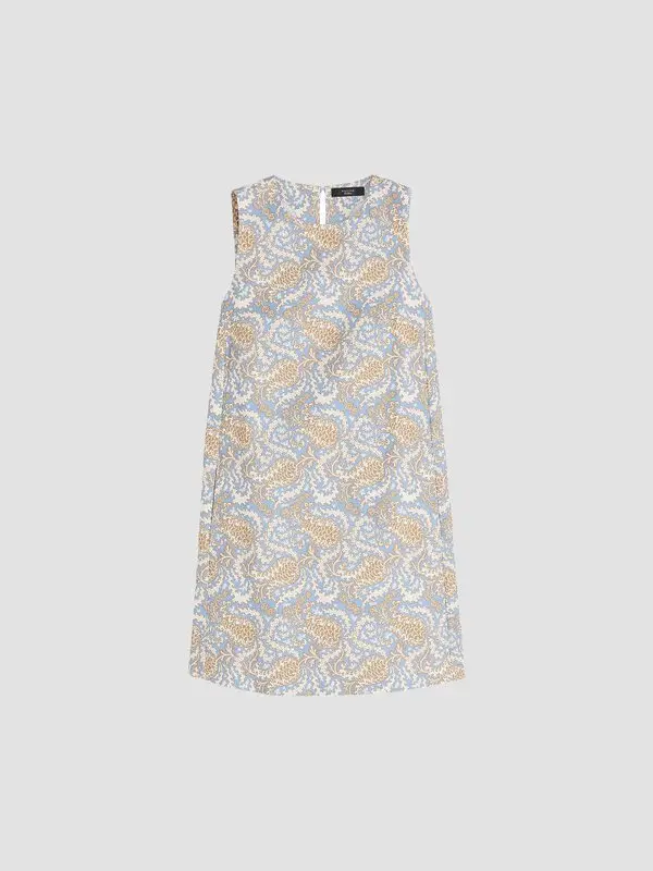 Max Mara Printed Cotton Basketweave A-line Dress - Light Blue