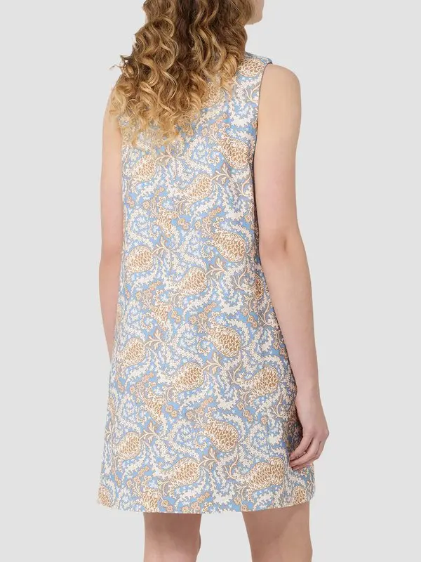 Max Mara Printed Cotton Basketweave A-line Dress