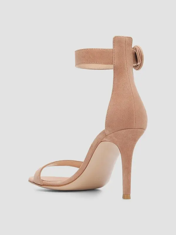 GIANVITO ROSSI Portofino 85mm Suede Sandals - Praline
