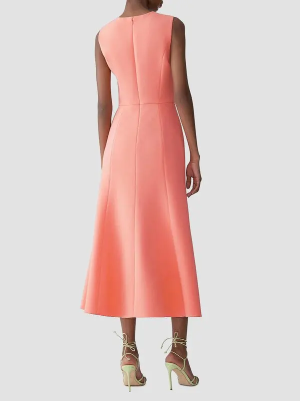 Carolina Herrera Embroidered Sleeveless Fit-&-flare Midi-dress
