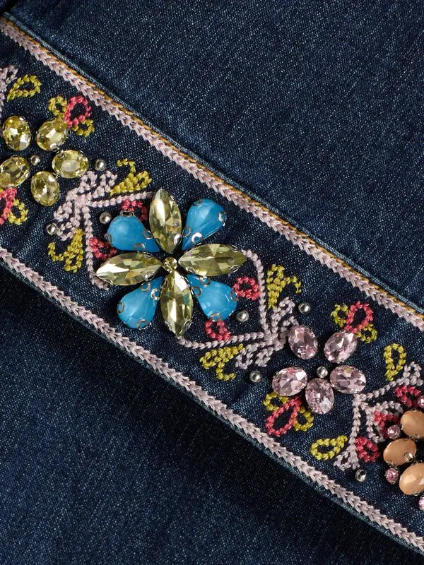 Cinq À Sept Pierson Beaded Embellished Denim Mini-shirtdress