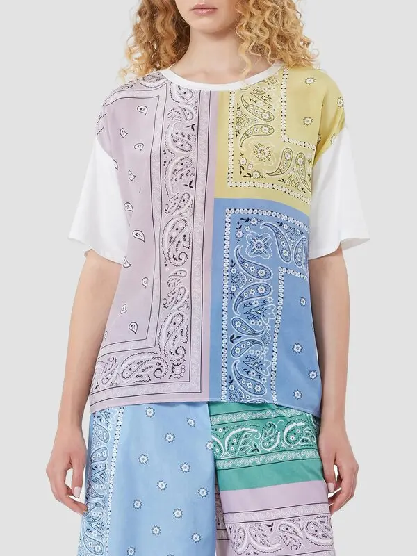 Max Mara Printed Silk And Stretch Cotton Jersey T-shirt - Multicolour