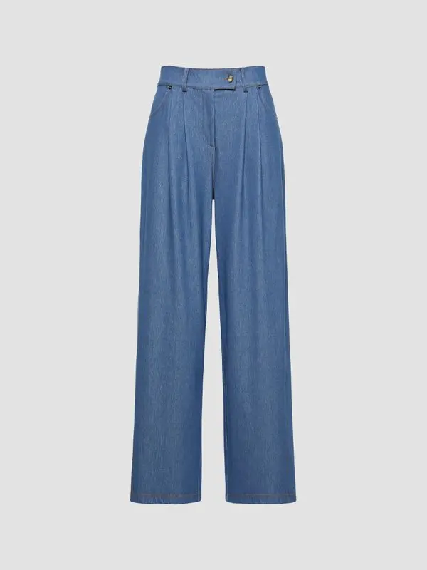 Max Mara Denim Effect Jersey Loose Fit Trousers