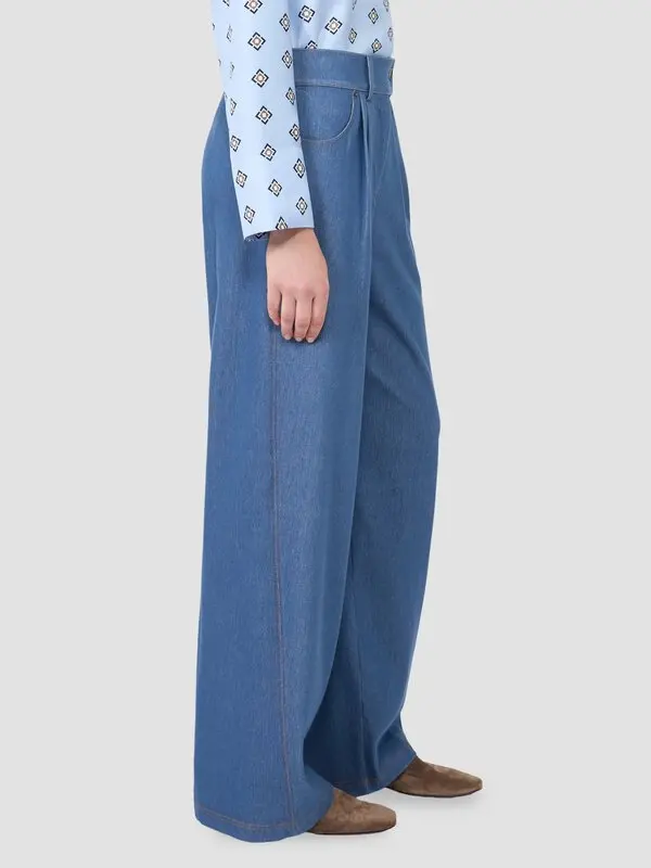 Max Mara Denim Effect Jersey Loose Fit Trousers