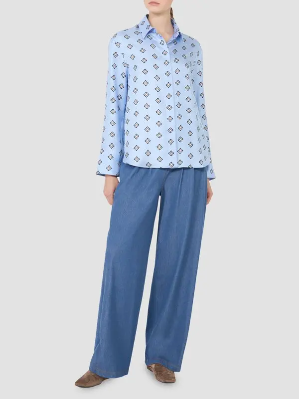 Max Mara Denim Effect Jersey Loose Fit Trousers