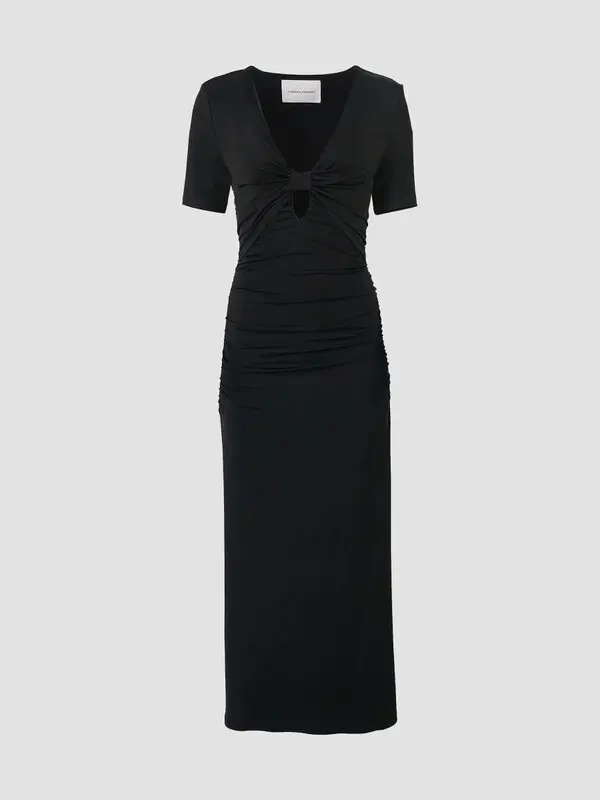 Carolina Herrera Ruched Jersey Cut-out Body-con Maxi Dress