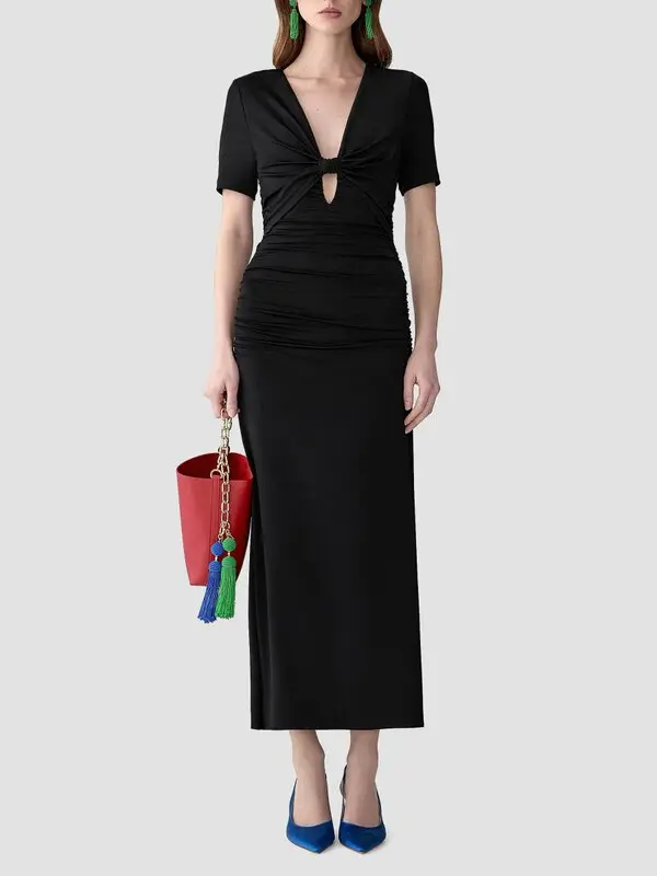 Carolina Herrera Ruched Jersey Cut-out Body-con Maxi Dress