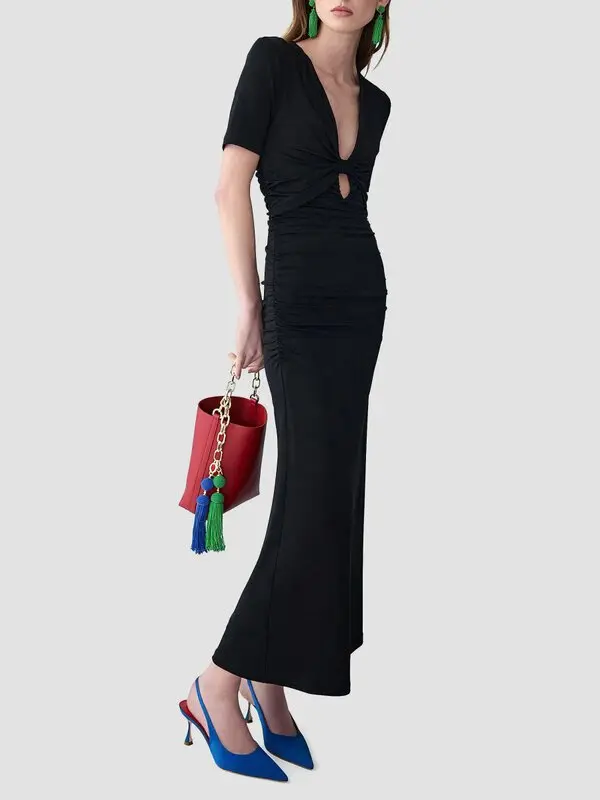 Carolina Herrera Ruched Jersey Cut-out Body-con Maxi Dress