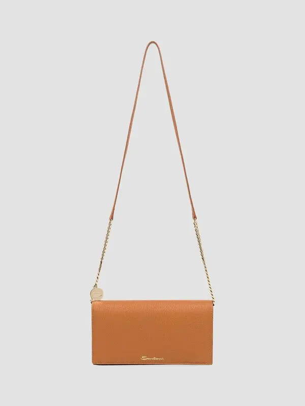 Santoni Leather Wallet-on-chain Crossbody Bag - Light Brown