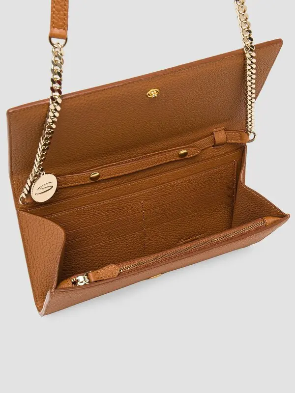 Santoni Leather Wallet-on-chain Crossbody Bag - Light Brown