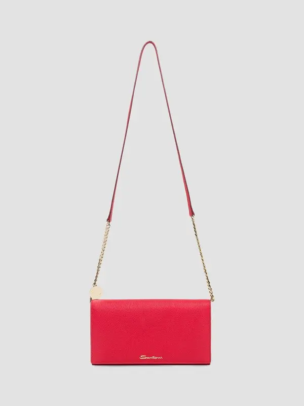 Santoni Leather Wallet-on-chain Crossbody Bag - Red