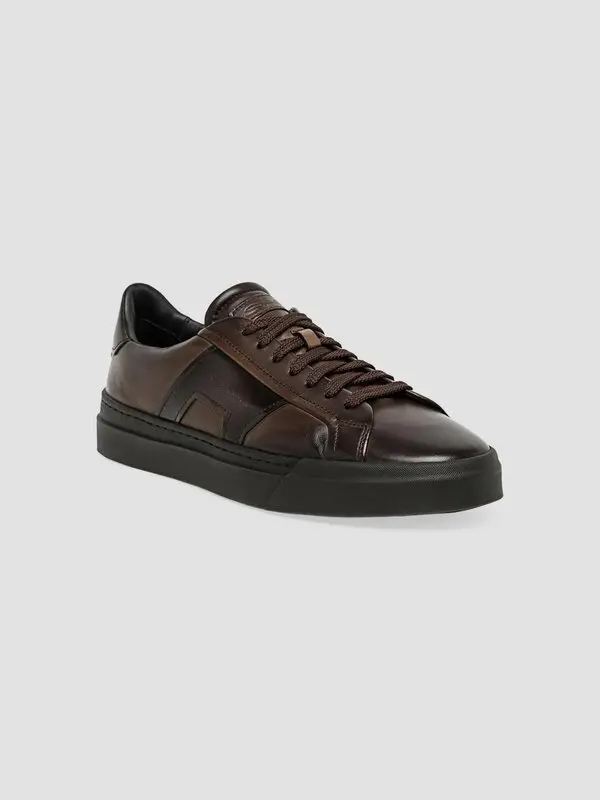 Santoni Double Buckle Leather Sneakers