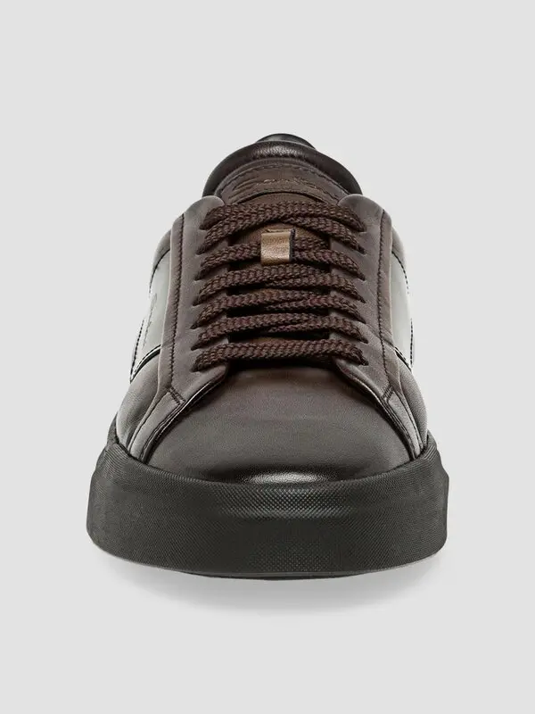 Santoni Double Buckle Leather Sneakers