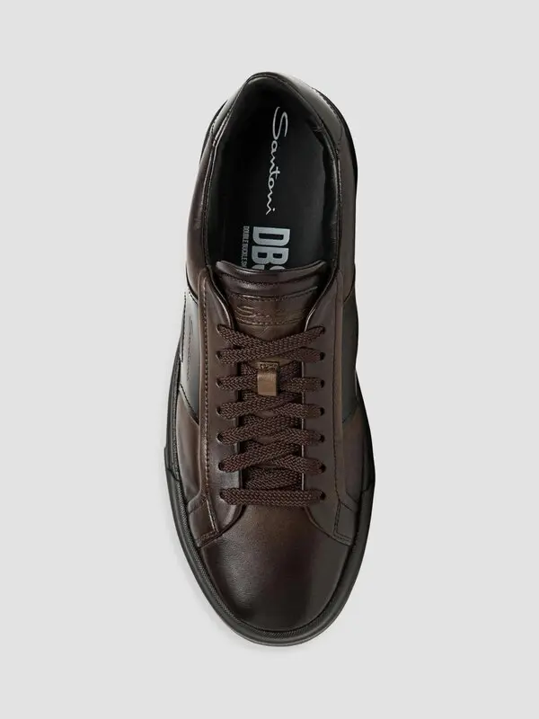 Santoni Double Buckle Leather Sneakers