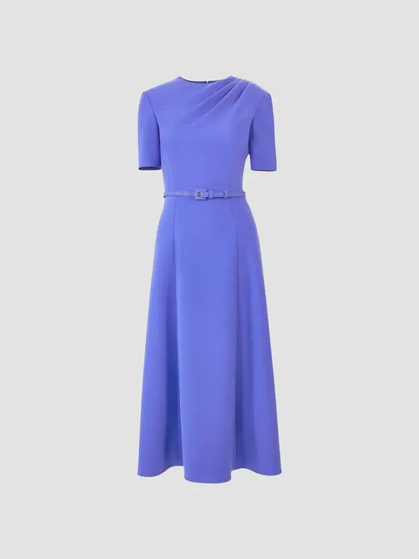 Carolina Herrera Draped-shoulder Belted Midi-dress