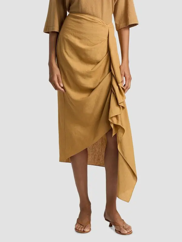 Michael Kors Cascade Linen-blend Midi-skirt