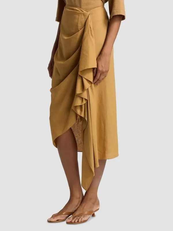 Michael Kors Cascade Linen-blend Midi-skirt
